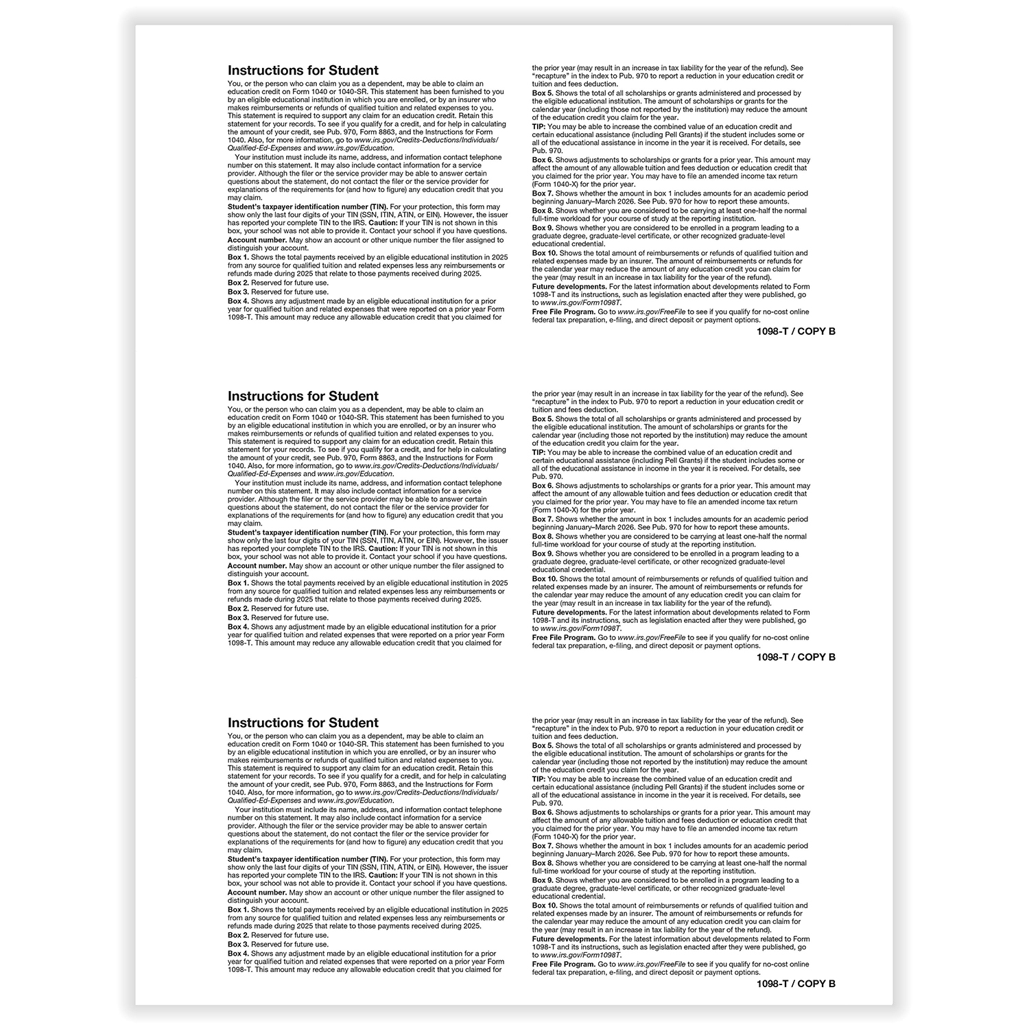 1098-T Student Copy B | Formstax
