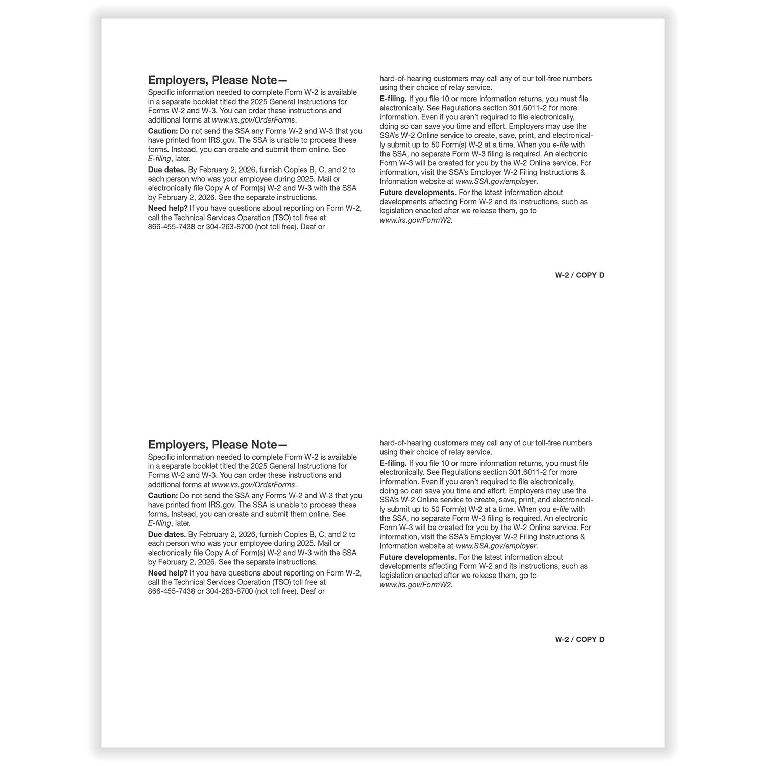 Employer W2 | Copy D | Formstax