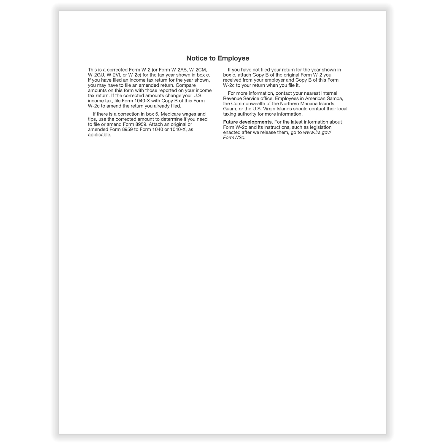 W-2C Copy 2 or C | Formstax