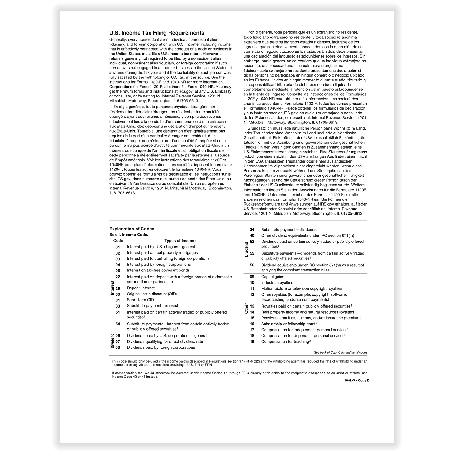 1042-S Recipient Copy B | Formstax