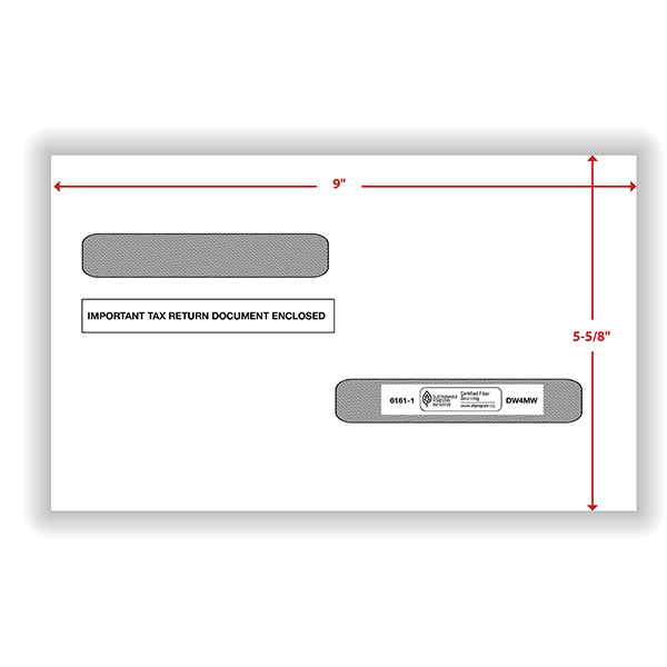 W-2/1099-R Double Window 4-Up Envelopes (Gummed) | Formstax