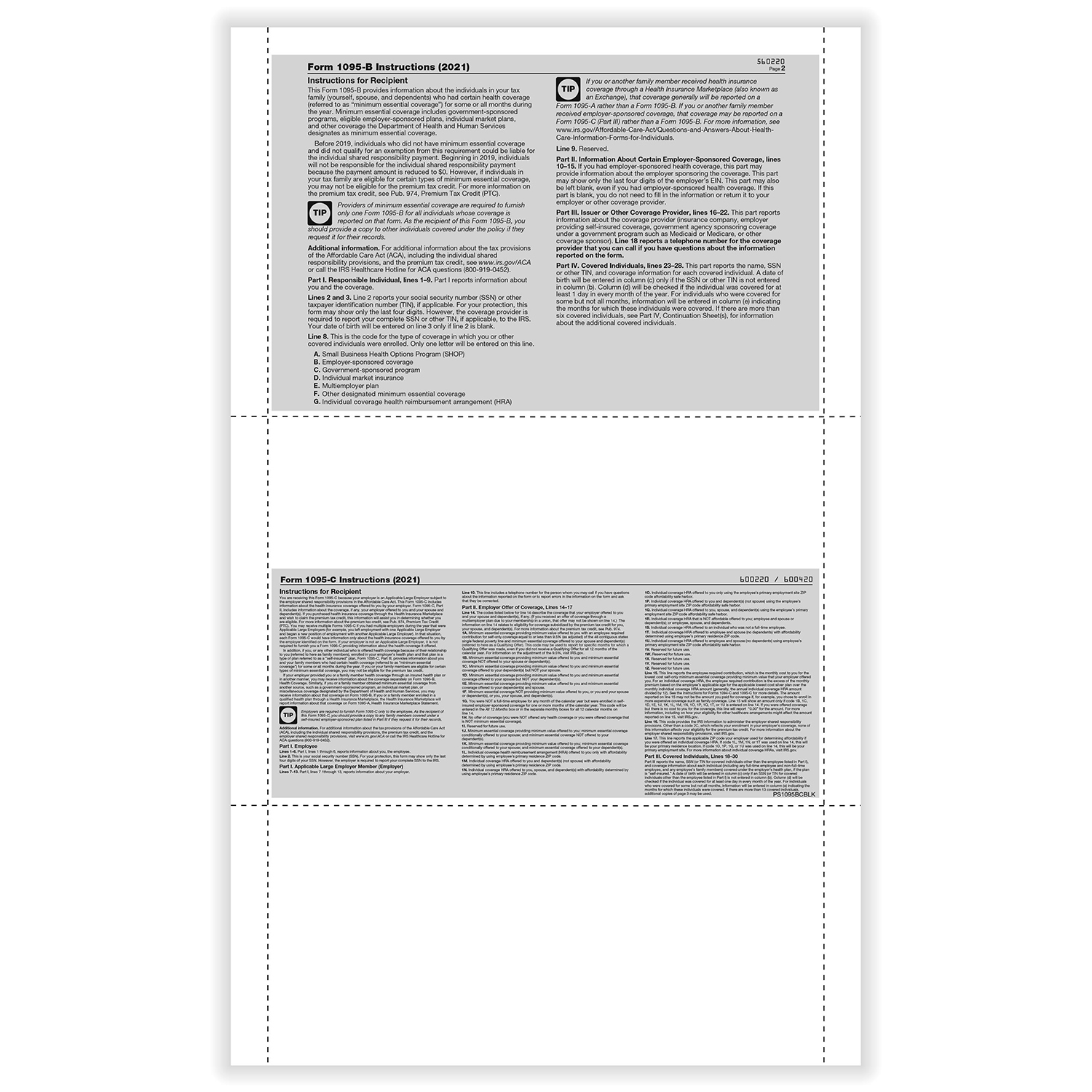 Pressure Seal Blank 1095-C | 1095-C Form IRS | Formstax