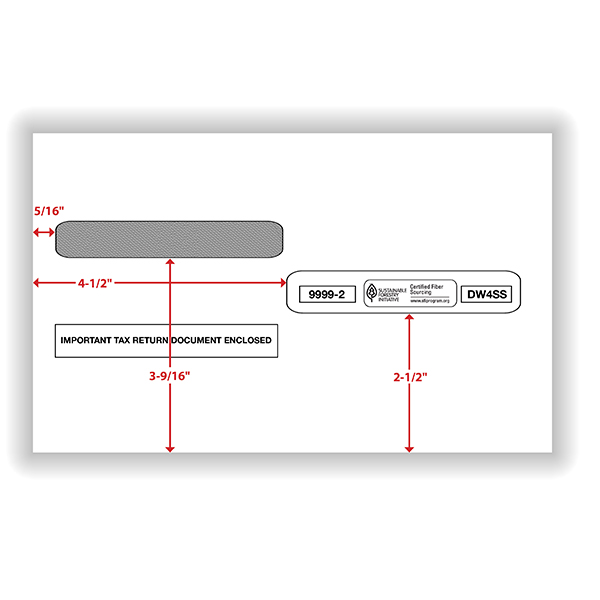 W-2 Double-Window 4-Up Box Envelopes (Gummed) | Formstax