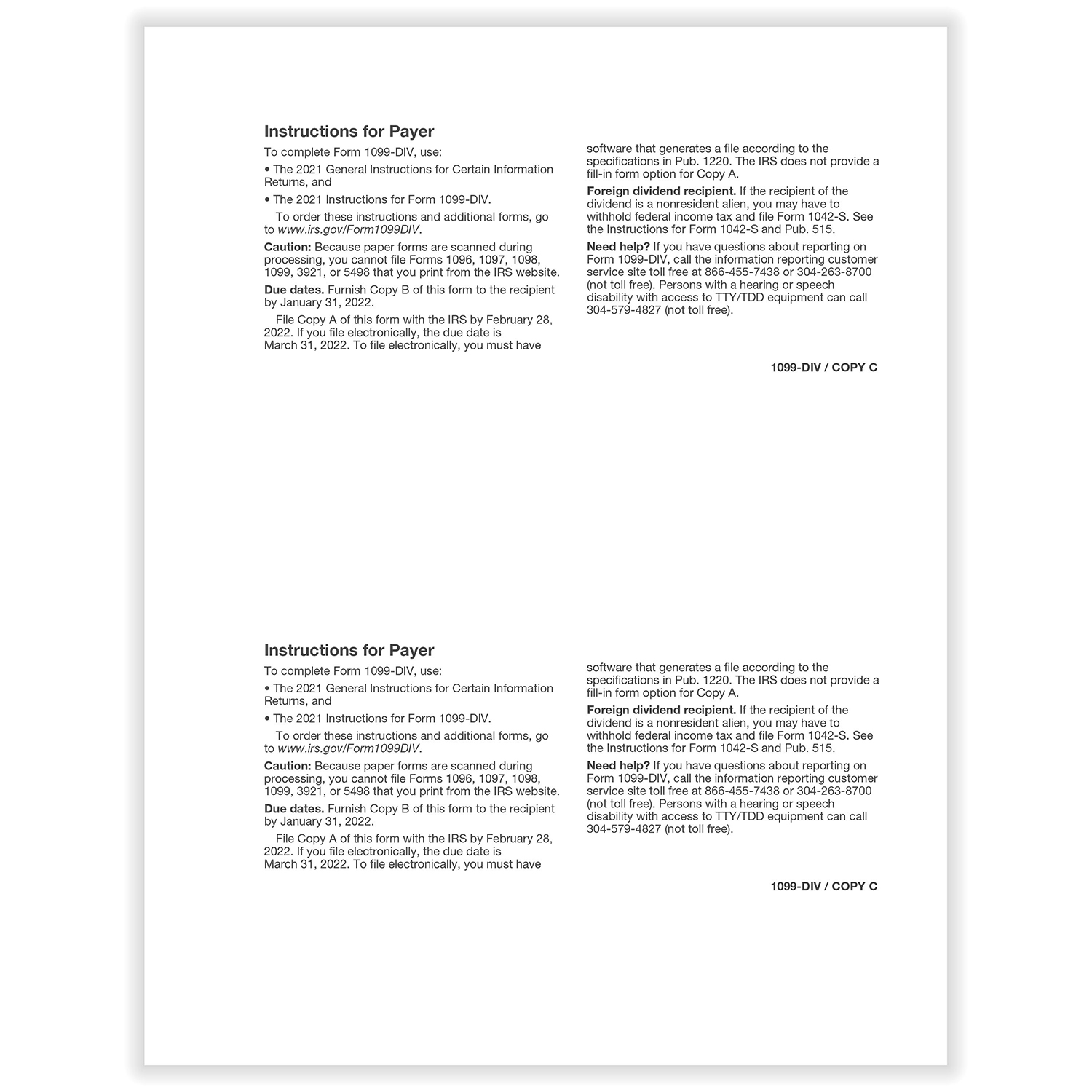 1099-DIV Payer and State Copies | Formstax 1099-DIV Payer and State Copies | Formstax